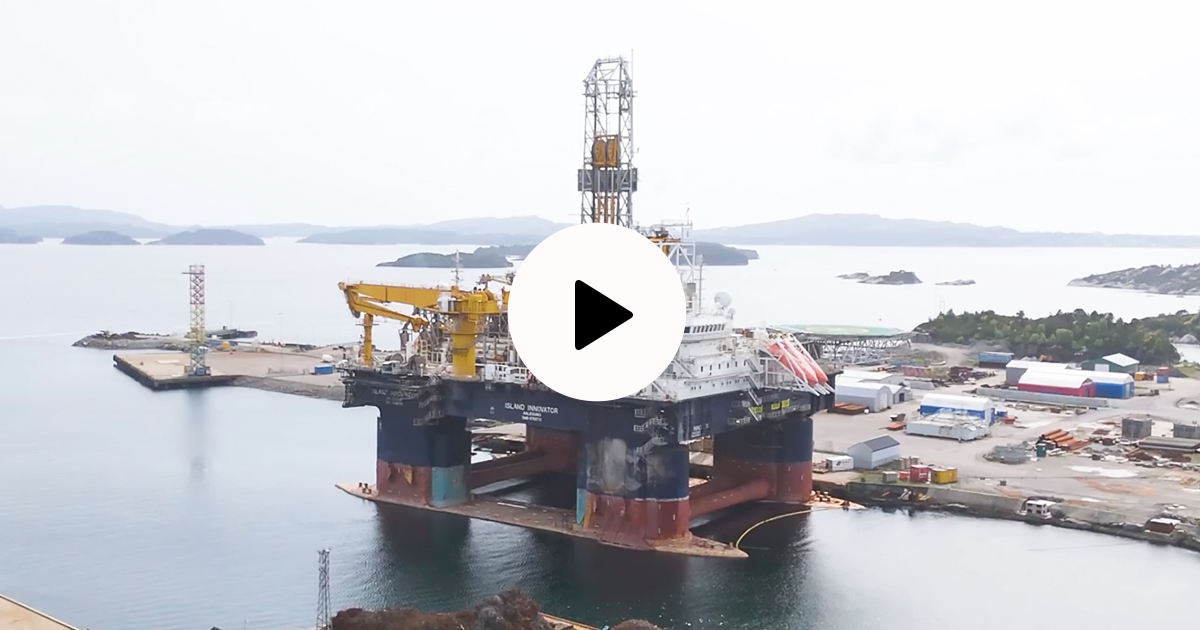 Drone cleaning of the Island Innovator oil rig